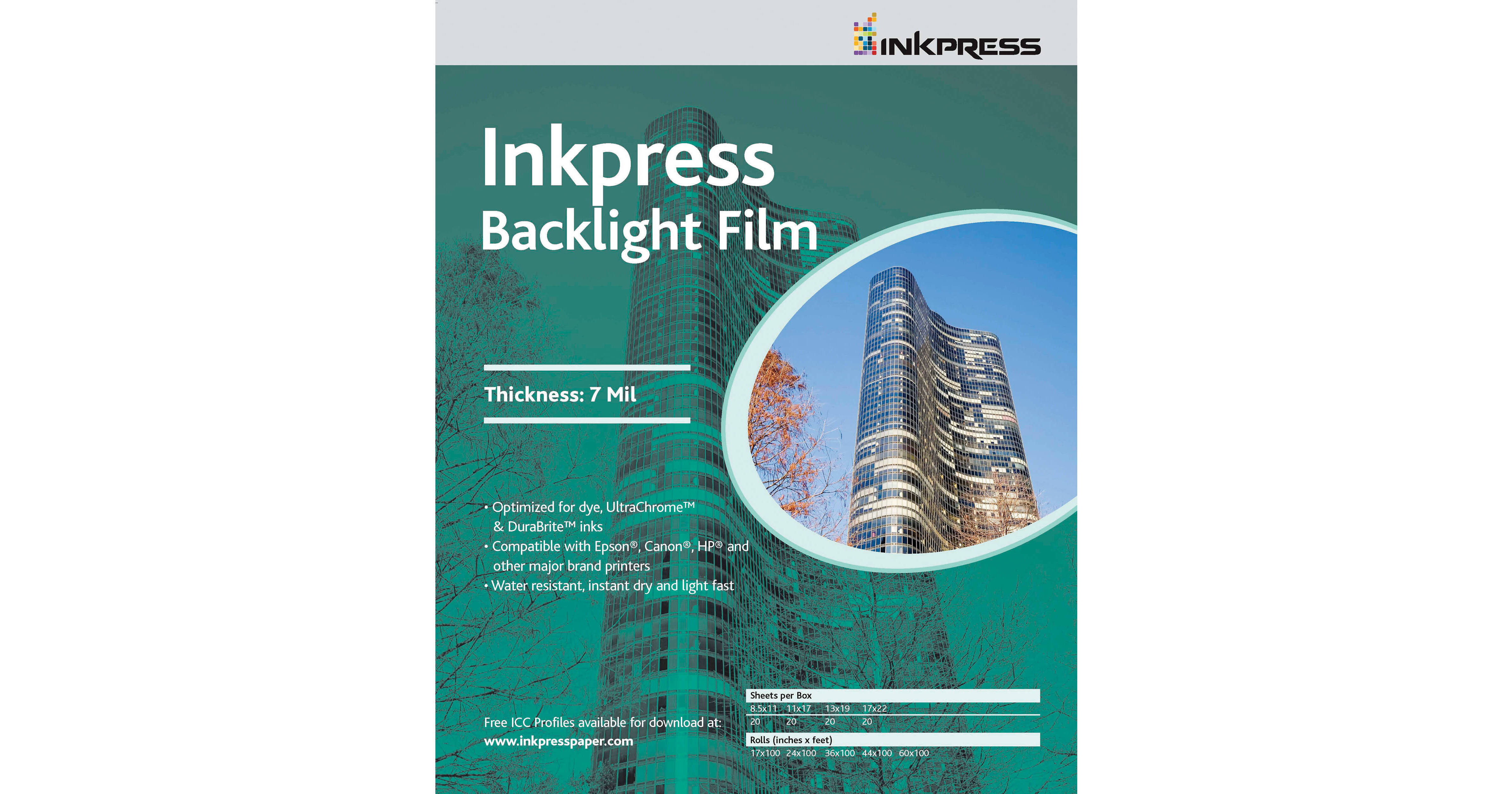 Inkpress Media Backlight Film (8.5 x 11", 5 Sheets) IBF85115 B&H
