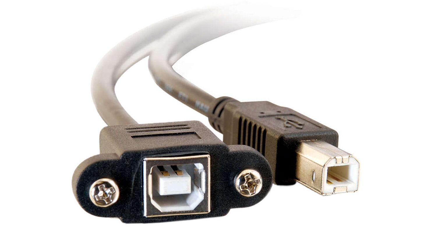 C2G Panel-Mount USB 2.0 Type-B Female to USB 2.0 Type B 28071