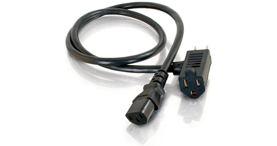 C2G 3' 16 AWG Universal Power Cord with Extra Outlet (Black)