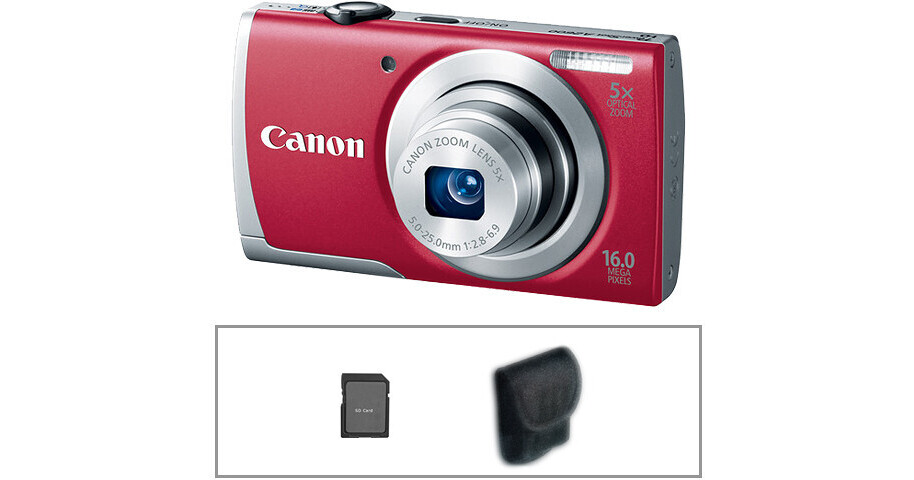 Canon PowerShot A2600 Digital Camera Basic Kit (Red) B&H Photo