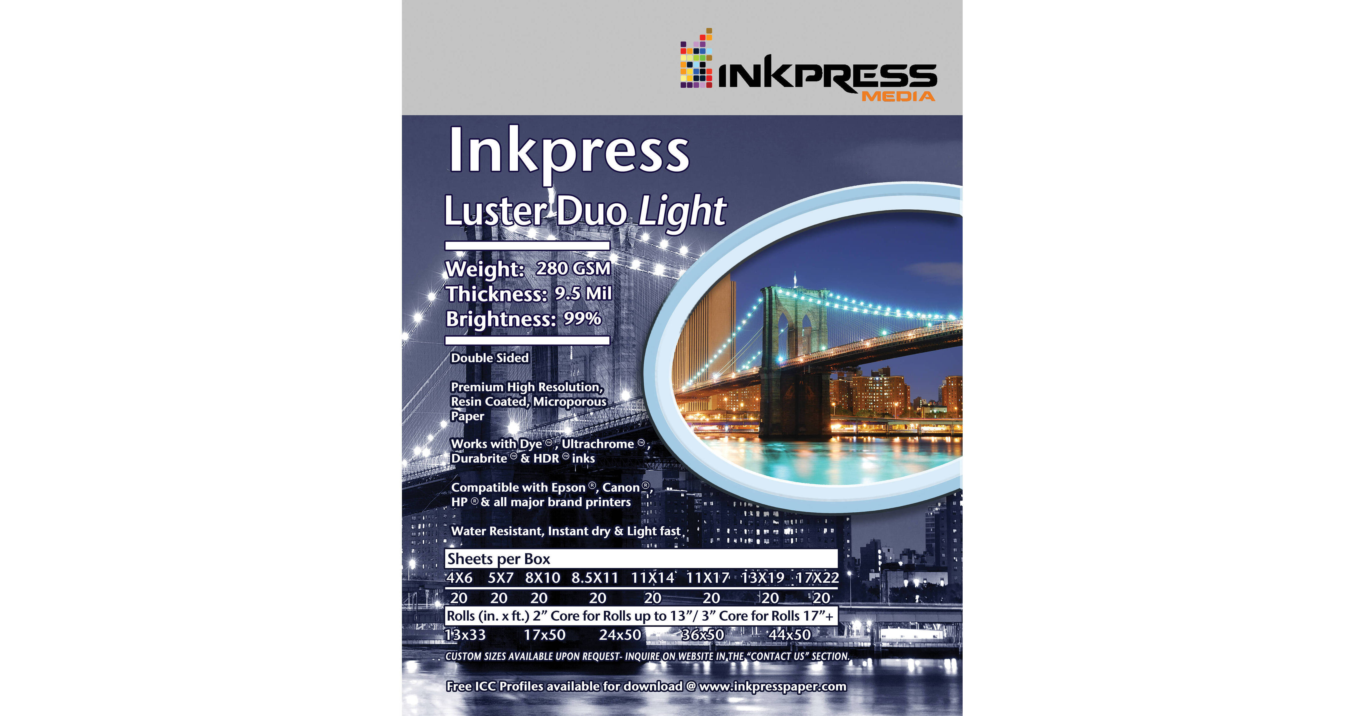 Inkpress Media Luster Duo Light Double-Sided Photo Inkjet LD1050