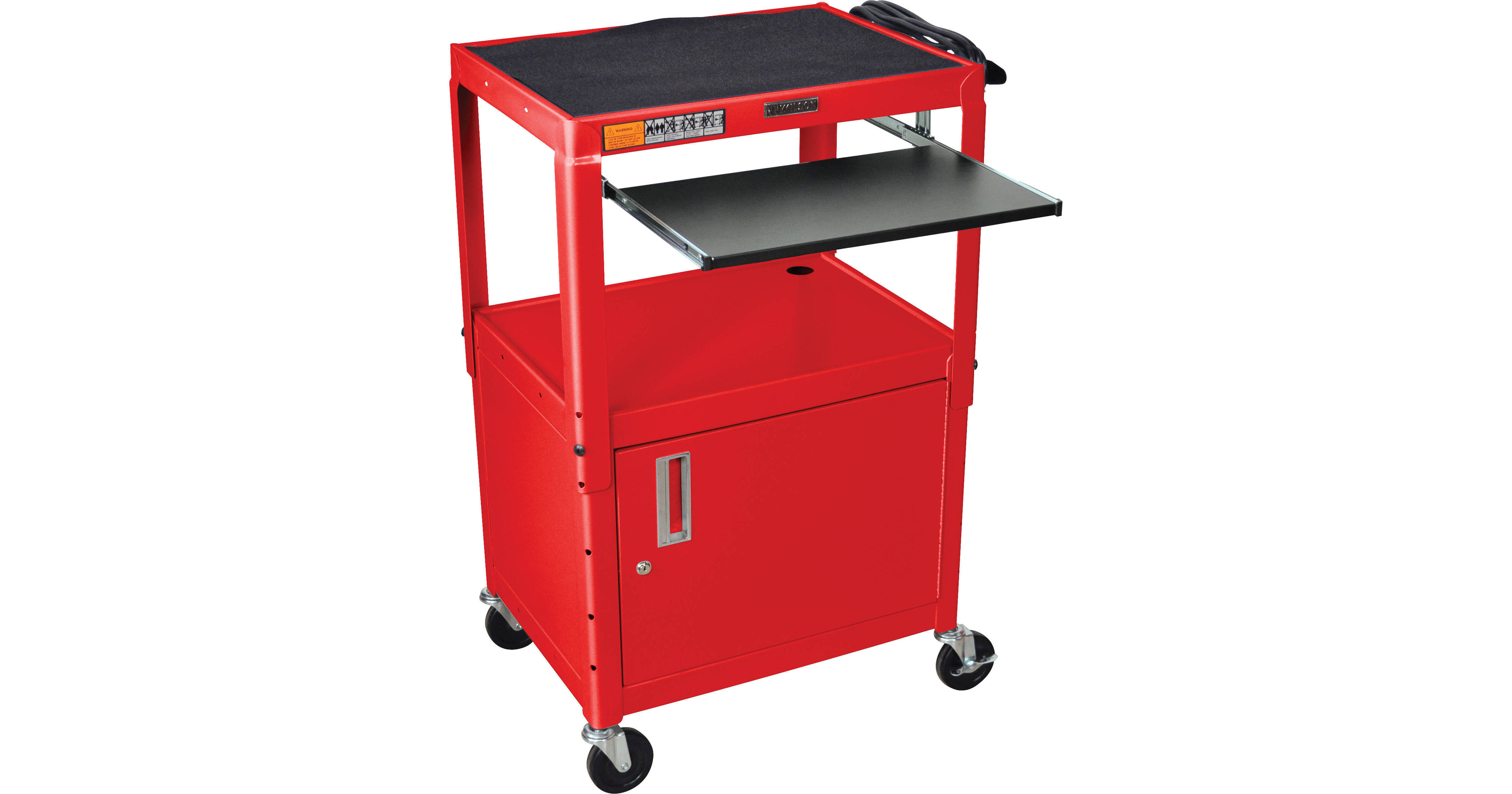 Luxor Adjustable Height Steel A/V Cart with Keyboard AVJ42KBC-RD