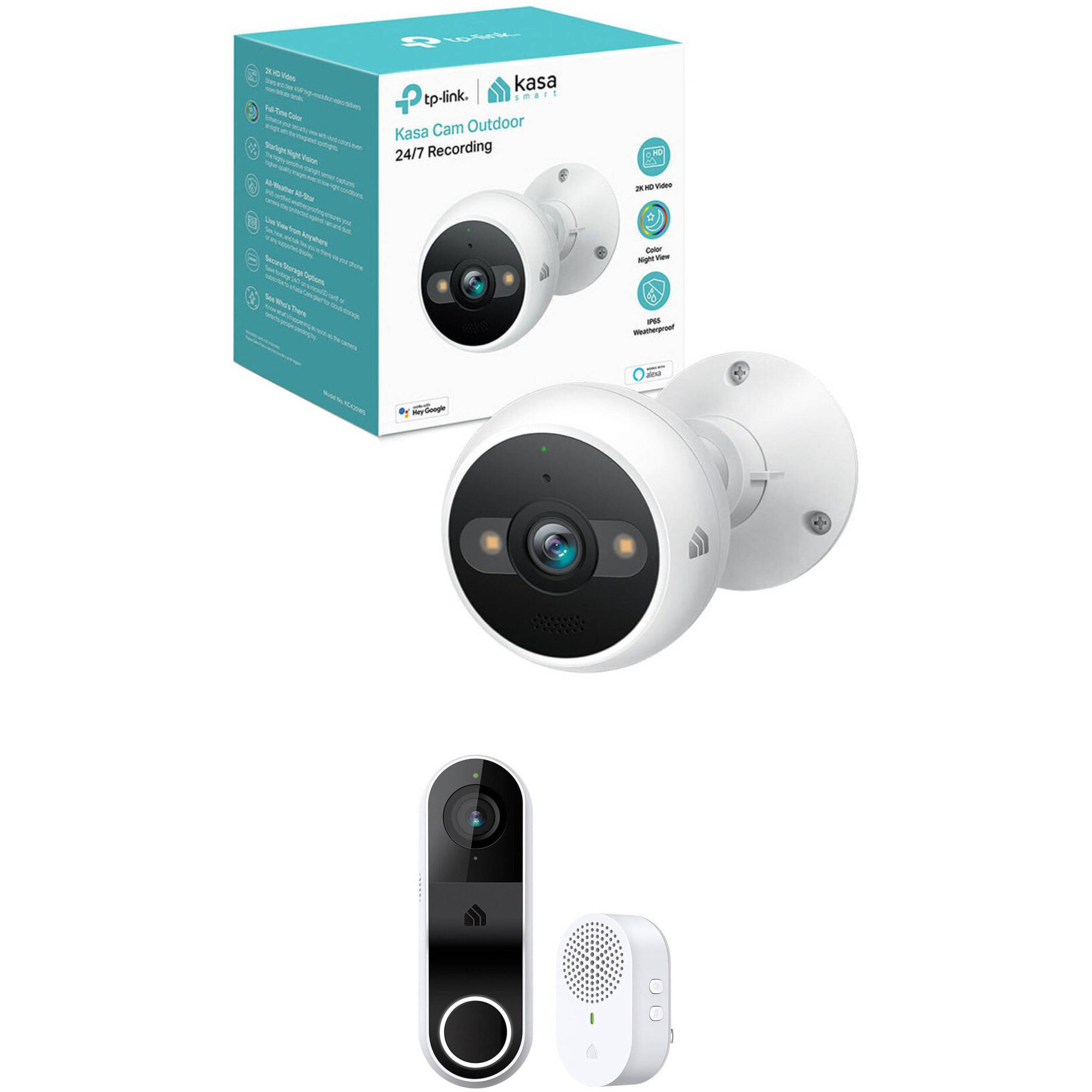 TP-Link KC420WS Kasa Cam Outdoor 4MP Wi-Fi Security Camera with KD110 ...