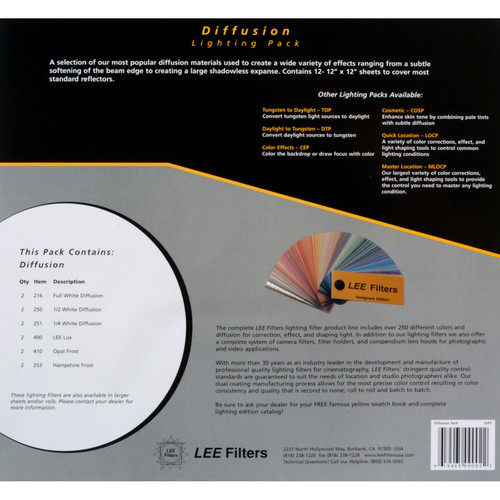LEE Filters Diffusion Filter Lighting Pack - 12 PACK-LTG-DIFF