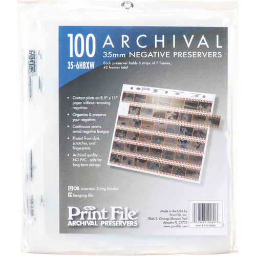 Print File Archival Storage Page for Negatives, 35mm 010-0060