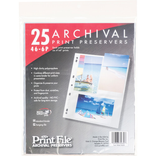 Print File 46-6P Archival Storage Page for 6 Prints 060-0630 B&H