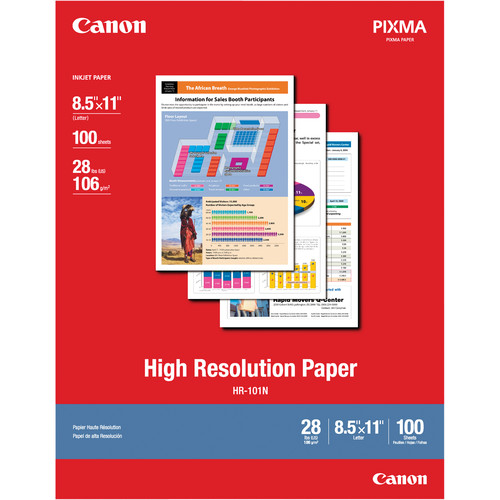 Canon High Resolution Paper (8.5 x 11", 100 Sheets) 1033A011 B&H