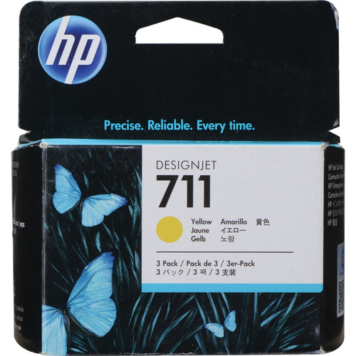 HP 711 Yellow Ink Cartridge (29mL, 3-Pack) CZ136A B&H Photo Video