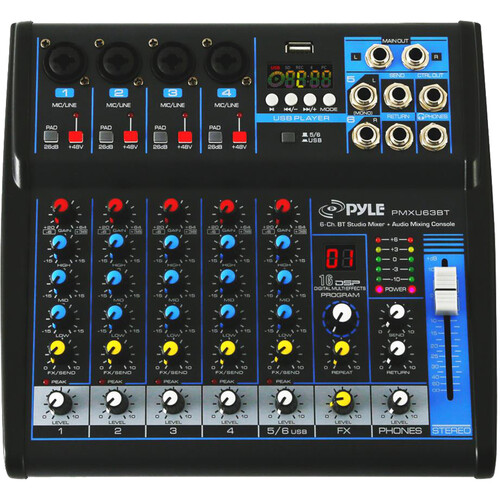 Pyle Pro PMXU63BT Compact 6-Channel, Bluetooth-Enabled PMXU63BT