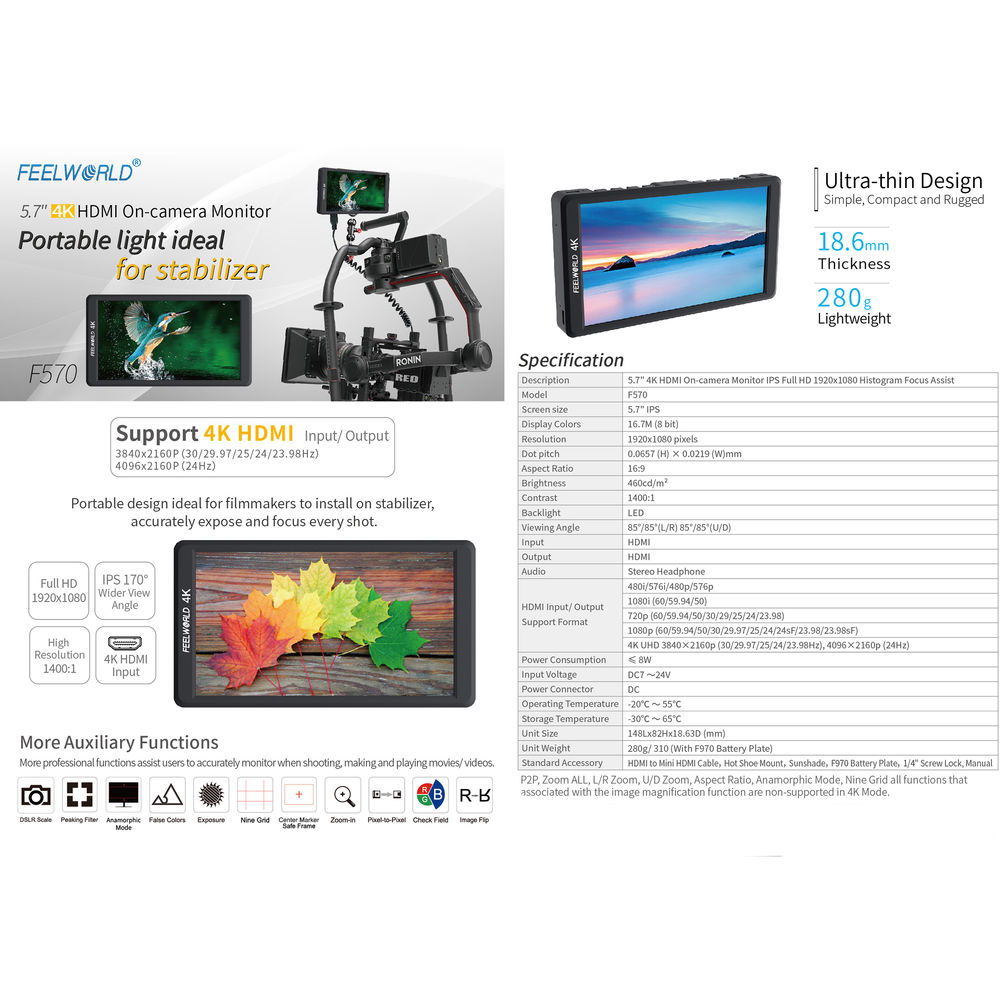 FeelWorld F570 5.7" IPS 4K HDMI On-Camera Monitor Die besten Deals und ...